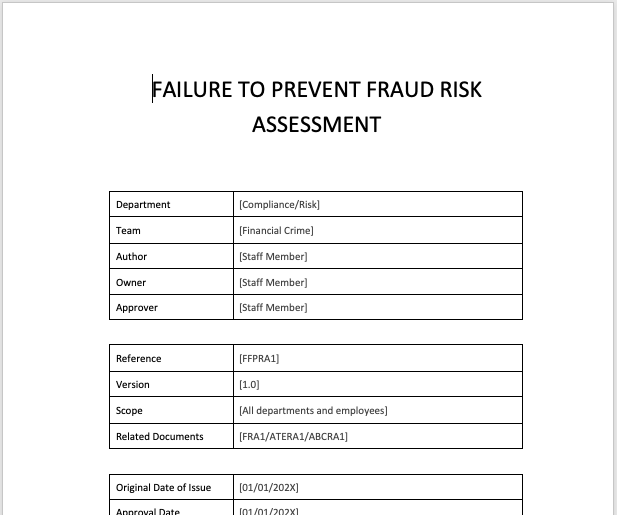 Failure to Prevent Fraud Risk Assessment – Financial Crime Consulting