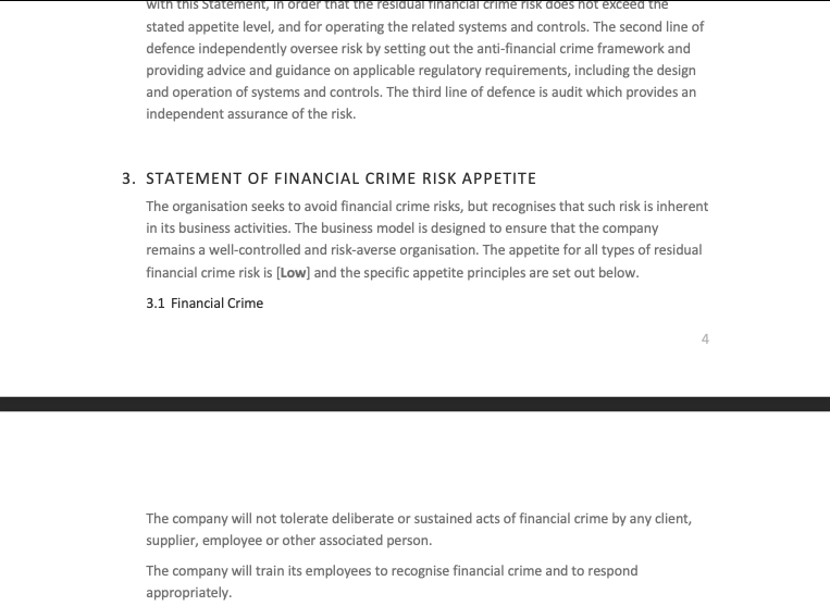 Financial Crime Risk Appetite Statement – Financial Crime Consulting
